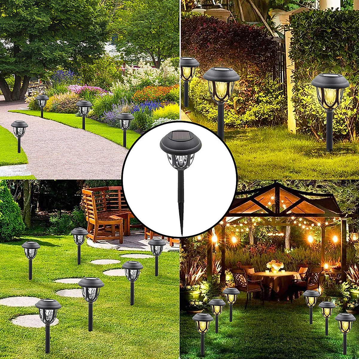 Solar Lights Outdoor Garden, Warm White LED Solar Pathway Lights, Waterproof Solar Powered Garden Yard Lights Solar Landscape Lights for Lawn, Patio, Garden, Walkway(6 Pack)