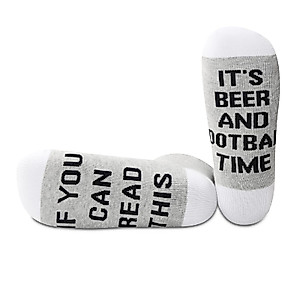 PWHAOO 1 Pair Beer Lover Gift Football Lover Socks If You Can Read This It’s Beer And Football Time Socks (Football Time Sock)