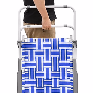 Magshion Folding Webbed Lawn Beach Chair for Adults, Lightweight Steel Frame, Portable Outdoor Camping Chairs for Fishing, Patio, Yard & Garden, Support to 250 lbs (2-Pack, Blue)