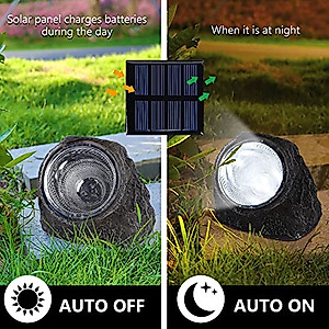 Dynaming 3 Pack Outdoor Solar Rock Lights, Solar Powered Garden Decorative Stone Lights Waterproof LED Landscape Spotlight for Lawn, Ground, Driveway, Yard, Patio, Pathway, Walkway