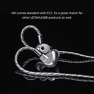 Letshuoer M5 in Ear Earphone Cable of S12 in Ear Monitor Silver-Plated Monocrystalline Copper IEM Cable 0.78mm 2Pin Connector (3.5mm Plug)