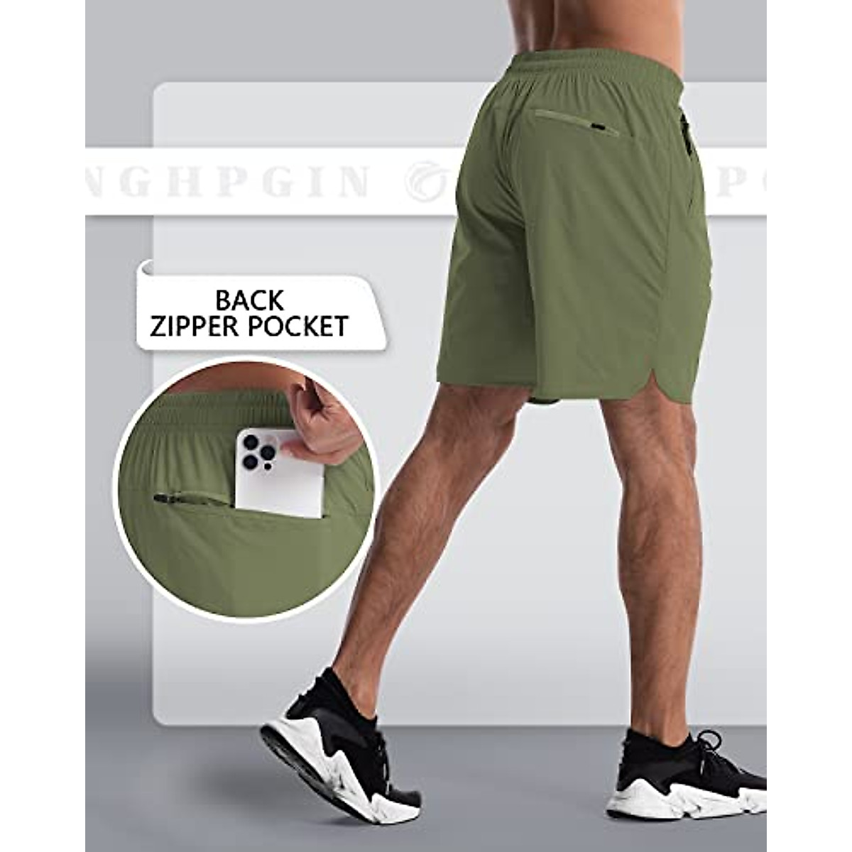 CANGHPGIN 2 Pack Mens Workout Athletic Shorts 7 inch Inseam Quick Dry Hiking Shorts Men Lightweight Sports Gym Shorts Running