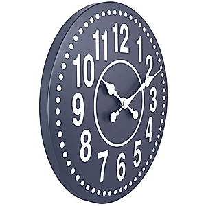 Infinity Instruments Gunmetal 20 inch Farmhouse Wall Clock Living Room Decor Metal Frame Decorative (Blue)