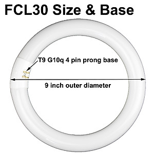 CHKADAWA FCL30/30K Circular Fluorescent Light Bulbs T9 9 inch 30 Watts, Round FCL30EX-L 27K Circline Light Bulb FC9T9/KB 30W 830 3000K, 32030 WW Warm White, G10q 4 Pin Base, 2 Pack