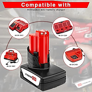 DTK 6.4Ah 12V M 12 Battery Replacement for Milwaukee M12 Battery 48-11-2410 48-11-2411 48-11-2420 48-11-2440 48-11-2460,Compatible with Milwaukee M12 Cordless Power Tools 2Pack Lithium Batteries