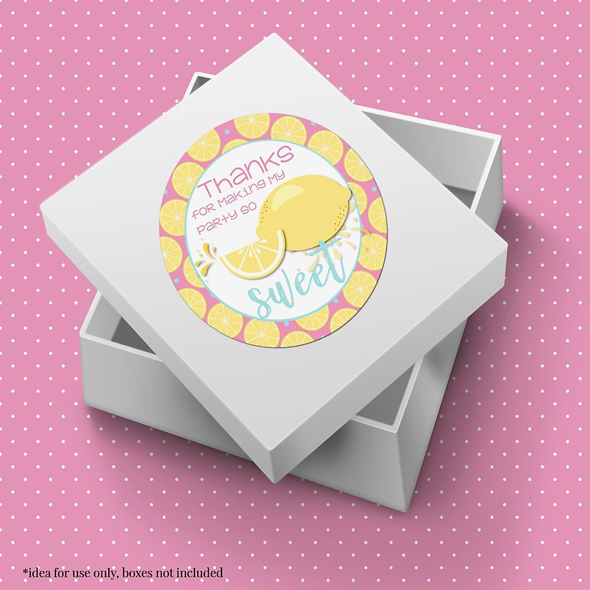 Sweet Summer Lemonade Thank You Sticker Labels, 40 2" Party Circle Stickers by AmandaCreation, Great for Party Favors, Envelope Seals & Goodie Bags