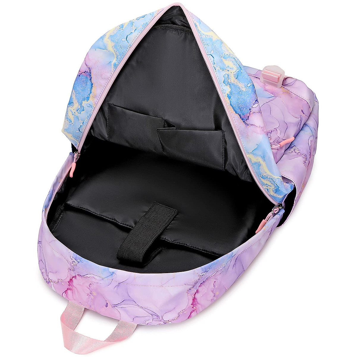 Joyfulife School Backpack for Girls Kids Backpack with Lunch Box Lightweight Marble Preschool Elementary Primary BookBags Set