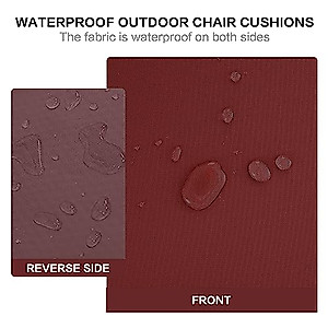 Faible Poisson Outdoor Chair Cushions, 20 x 20 Inch Waterproof Patio Furniture Back & Deep Seat Cushion Set with Handle and Anti-Slip Straps for Indoor Garden Camping, Plain Brick Red
