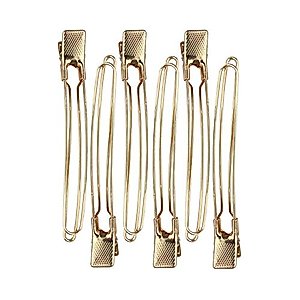 Kitsch Styling & Sectioning Hair Clips - Open Shape Alligator and Duck Billed Clips for Long & Short Hair | Roller Clips, 6 pcs (Gold)