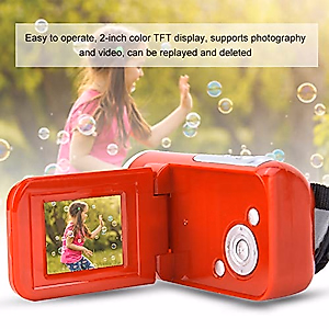 HD Digital Video Camera, Kids Camera, 2 Inch TFT Color Display, with USB Port, Portable Camera for Kids, Teenagers, Students(Red)