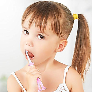 8 Pieces Kids Toothbrush Cartoon Children Toothbrush Deer Design Toothbrush Extra Soft Toothbrush with Suction Cup for Boys and Girls 2 to 8 Years Old, 4 Colors