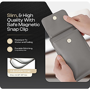 Claasico Womens Crossbody Wallet & Phone Case | iPhone/Samsung/LG Magnet Cell Pouch & Handbag Grey