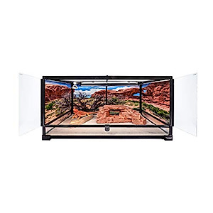 Reptile Habitat Background; Double Arch with Tree, for 48Lx24Wx18H Terrarium, 3-Sided Wraparound