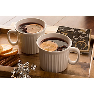 CorningWare 2-Pack 20oz Ceramic Meal Mugs with BPA-Free Vented Lids, French White