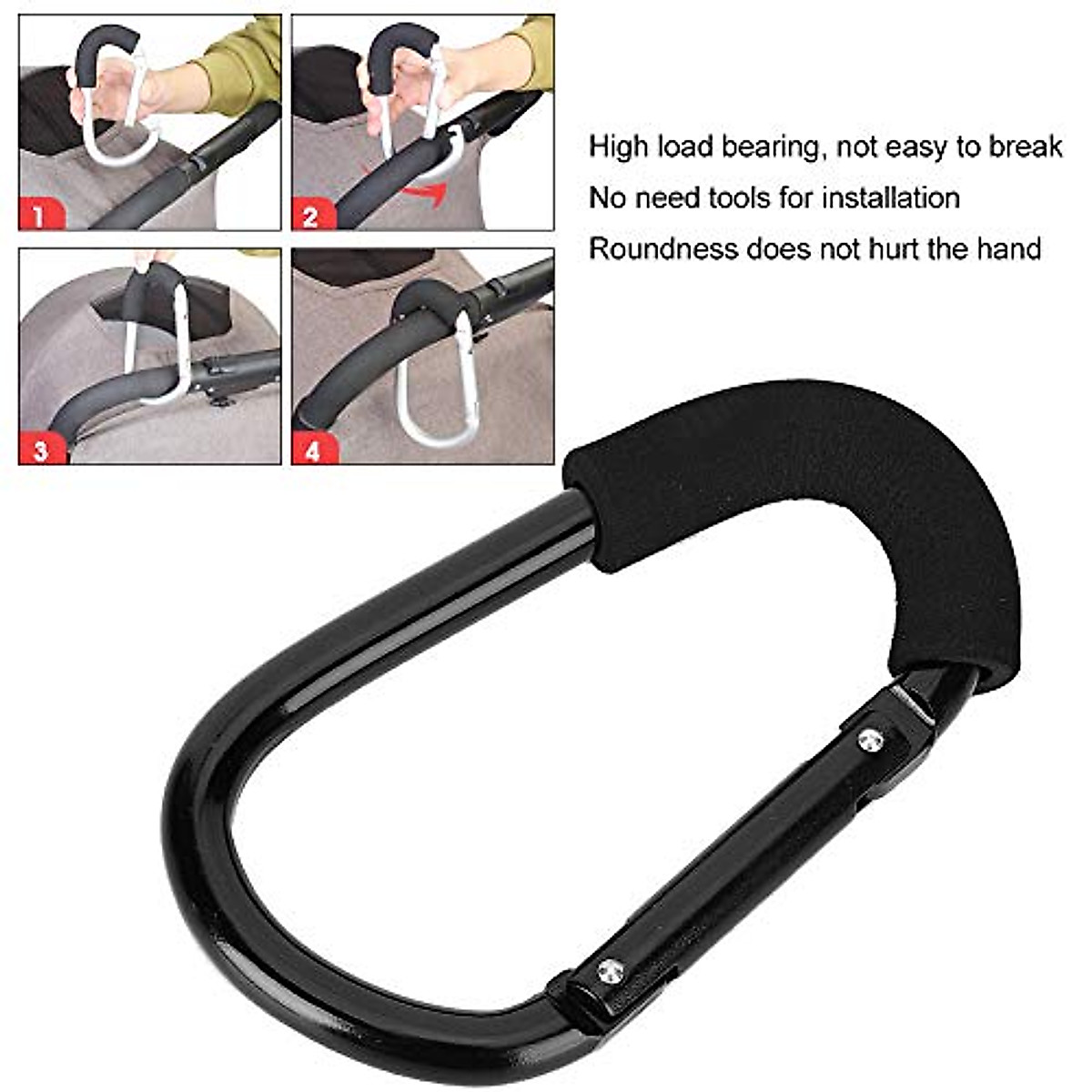 Stroller Hook Mommy Stroller Clip and Stroller Accessories Organizer Hook Pushchair Hook Infant Buggy Bag Clip Large Carabiner Mommy Storage Hook for Shopping Bag Water Bottles
