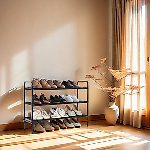MAX Houser 3 Tier Free Standing Shoe Rack, Shoe Organizer for Closet,Metal Shoe Storage Shelf for 9-12 Pairs of Shoes, Easy to Assemble, Entryway, Bedroom, Black