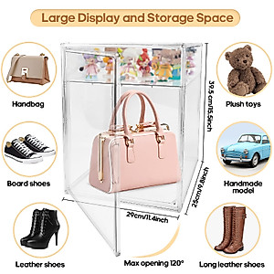 Shoe Boxes Large Clear Stackable with Magnetic Door Storage for Sneaker Boot Container with an Adjustable Divider, Big Display Storage Box with Lids (3 Pack)