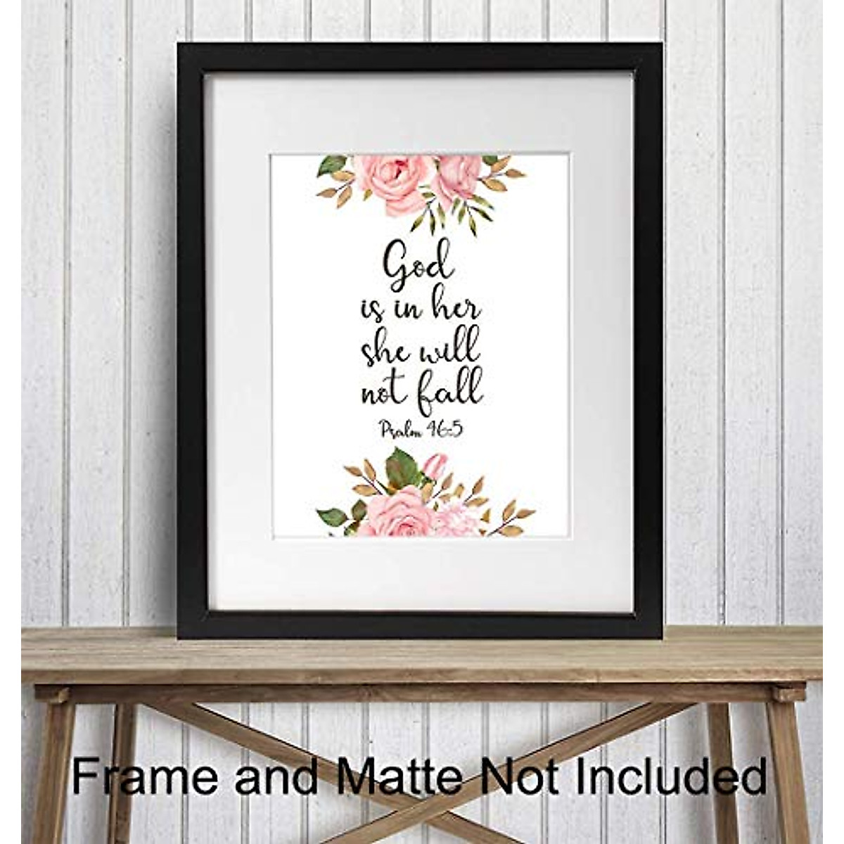God is Within Her She Will Not Fall - Psalm 46 - Positive Quotes Inspirational Christian Wall Decor - Motivational Bible Verse Wall Art - Scripture Decor - Uplifting Gift for Religious Women, Girls