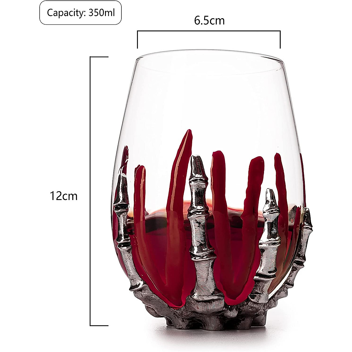 Skeleton Wine Glass, Bloody Hand Wine Skull Glass - 12oz Skeleton Glasses 5" H, Goth Gifts, Skeleton Gifts, Skeleton Decor, Spooky Wine Gift Set, Trick Or Treat, Themed Parties!