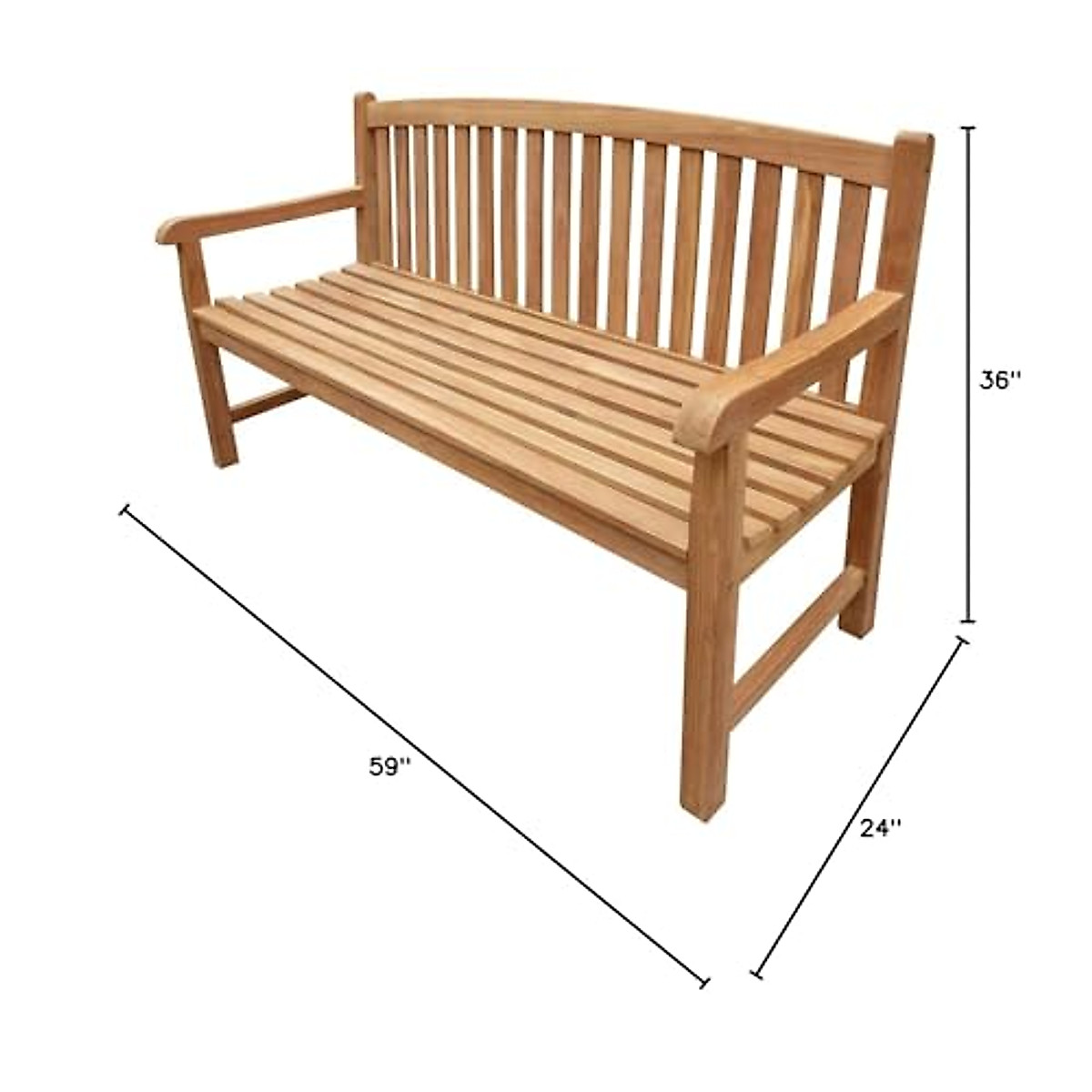 Seven Seas Teak Buenos Aires Outdoor Patio Oval Bench, 5 Foot, Made from Solid Teak Wood