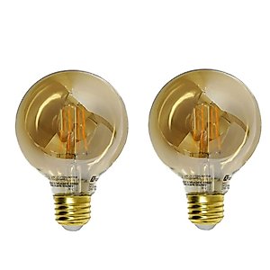 Xtricity Vintage G25 LED Globe Light Bulbs, Dimmable, Amber Glass, 5W (40W Replacement), 2200K Soft White, 350 Lumens, E26 Globe Bulb, 120V (2 Pack)