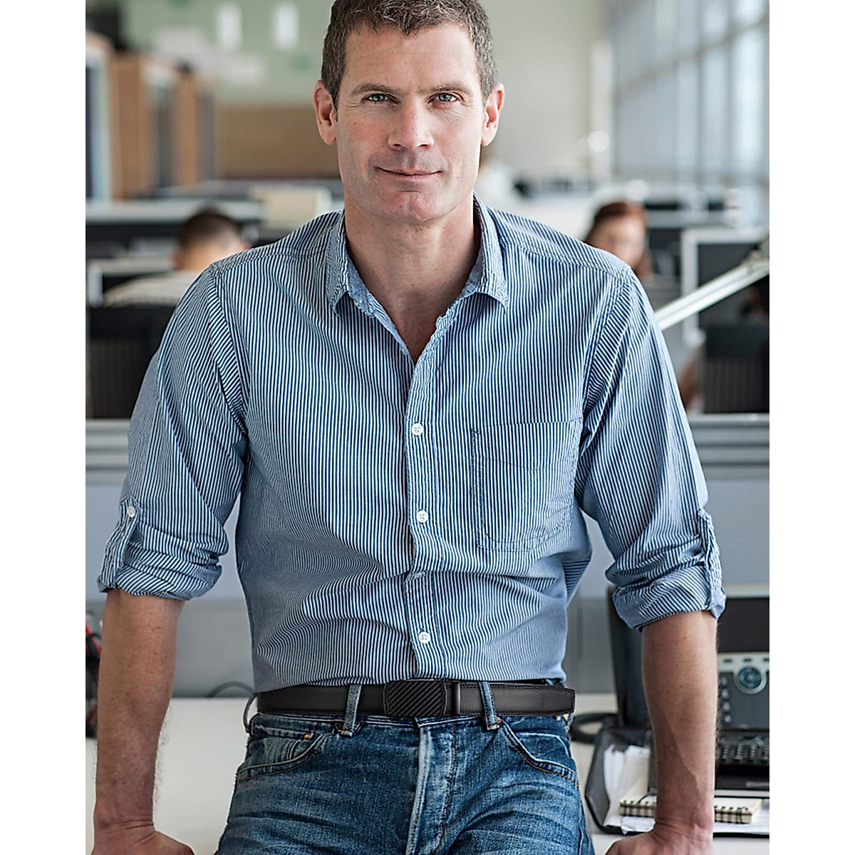 BOSTANTEN Mens Belt Leather Ratchet Belt For Men Dress and Casual with Adjustable Buckle, Trim to Fit