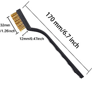 30PCS Mini Wire Brush Brass Brush,Curved Handle Masonry Brush Wire Bristle for Cleaning Welding Slag and Rust