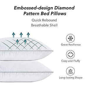 Oubonun Hotel Bed Pillows for Sleep,Queen Size,Set of 2, Down Alternative Pillows for Side and Back Sleepers 2 Pack (20x30)