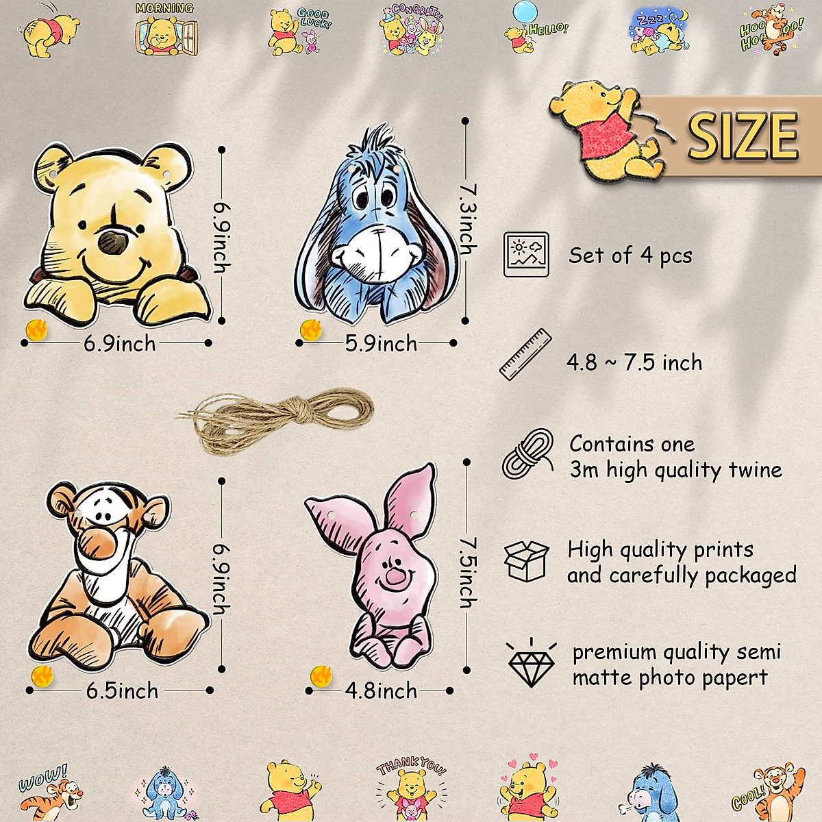 Winnie Banner For The Pooh Baby shower Decorations The Pooh Birthday Banner Winnie and Friends Party Supplies Winnie Theme Party Favor