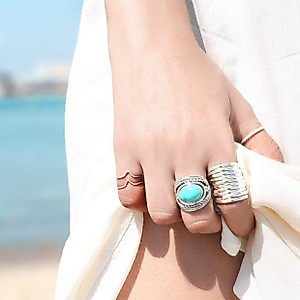 Boho-Magic 925 Sterling Silver Band Rings for Women Wide Wrap Statement Ring (8)