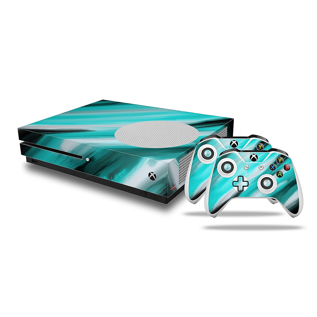 WraptorSkinz Decal Vinyl Skin Wrap Compatible with Xbox One S Console and Controllers - Paint Blend Teal