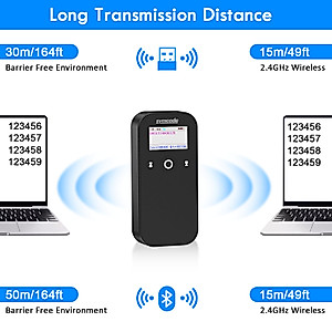 symcode Bluetooth Barcode Scanner with Display Screen Battery Level Time Display Works,Wireless 2D QR Bar Code Reader Scanner for Warehouse Supermarket Library