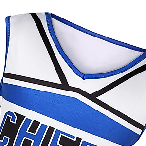 Sicypoty Girls Cheerleader Outfit Cheerleading Costume for Halloween Sport Games 7-8 Years Blue