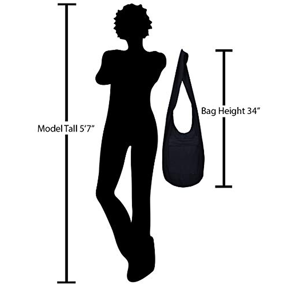 Your Cozy Boho Purses and Handbags Handmade Cotton Bag for Unisex (Cotton Black)