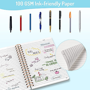 Forvencer Lined Spiral Journal Notebook with 300 Numbered Pages, B5 College Ruled Thick Journals for Writing with 100GSM Paper, Hardcover Notebooks with Contents for Work, School, Women, Men, Grey