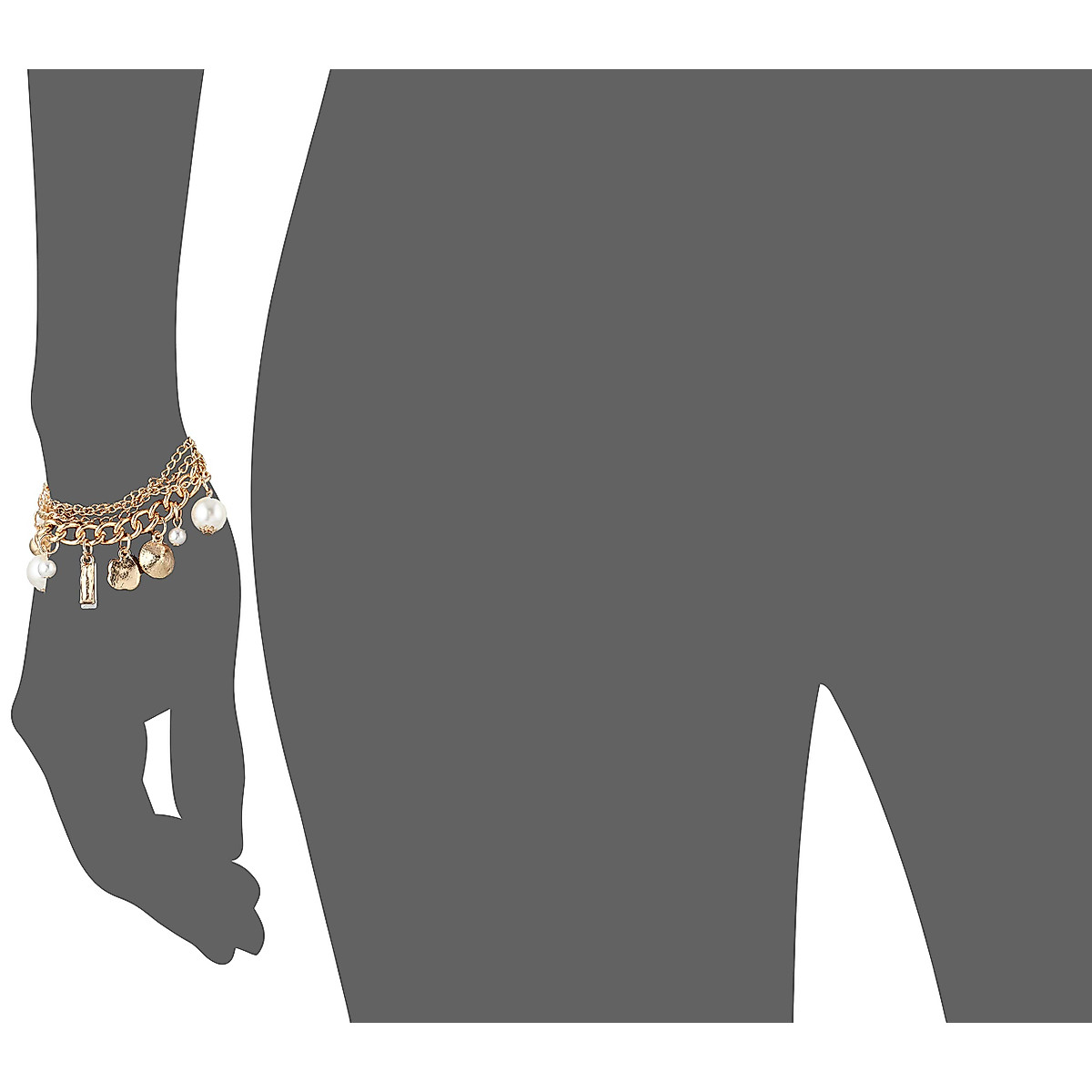 Fashion Jewelry designer inspired statement gold tone chain boho chic charm bracelet for women (Clover)