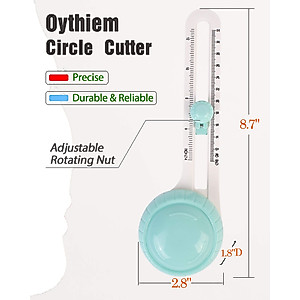 Oythiem Circle Cutter Tool for Paper Crafts - Perfect Circle Maker with Ease - Rotary Cutter Round Cutting Knife with 3 Replaceable Blades for Scrapbooking, Card Making, Art and Diy Crafts (Green)