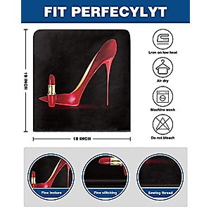 Maliyand Chair Back Cover, Red Lipstick High Heel Shose Black Chair Covers Removable Chair Protector Slipcover for Dining Room, Kitchen, Restaurant, Set of 6