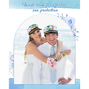 Skicuff 2 Pcs Bride Groom Captain's Hats for Bachelorette, Bridal Shower and Wedding Party