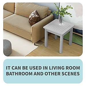 YEFU Oversize Outdoor Side Table, 18 Inch Outside Plastic Adirondack Side Table Weather Resistant, HIPS High Strength Poly Wood Rustproof Waterproof Material for Patio, Pool, Front Porch Table(Blue)