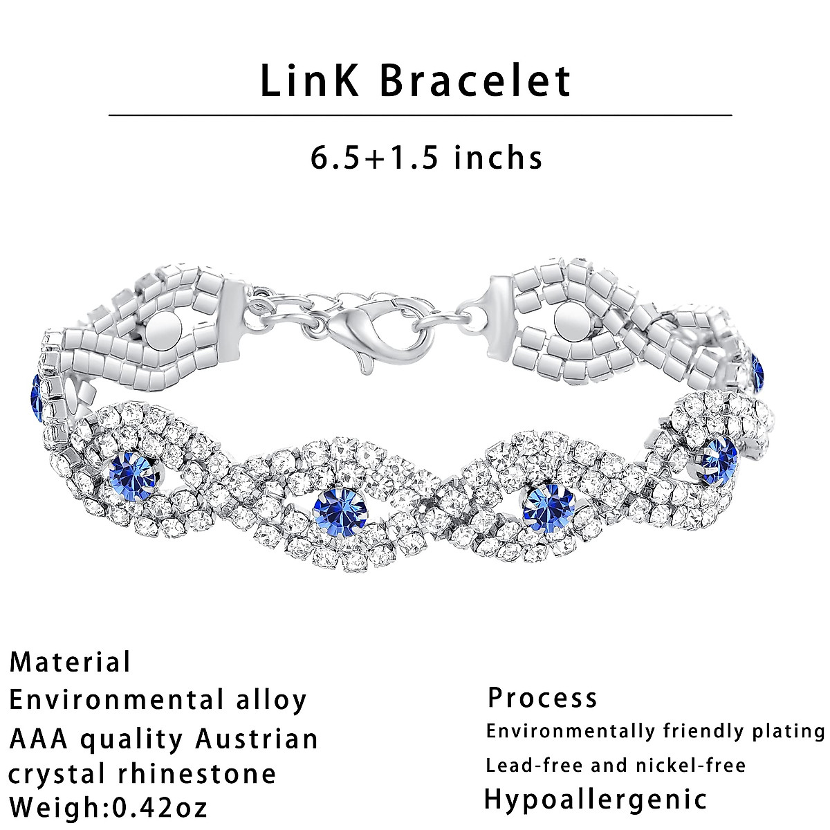 3 Pieces Wedding Bridal Rhinestone Crystal Jewelry Set Statement Necklace Bracelet Teardrop Dangle Earrings Set for Women fit with Bridesmaid Wedding Party Prom Dress Jewelry Set