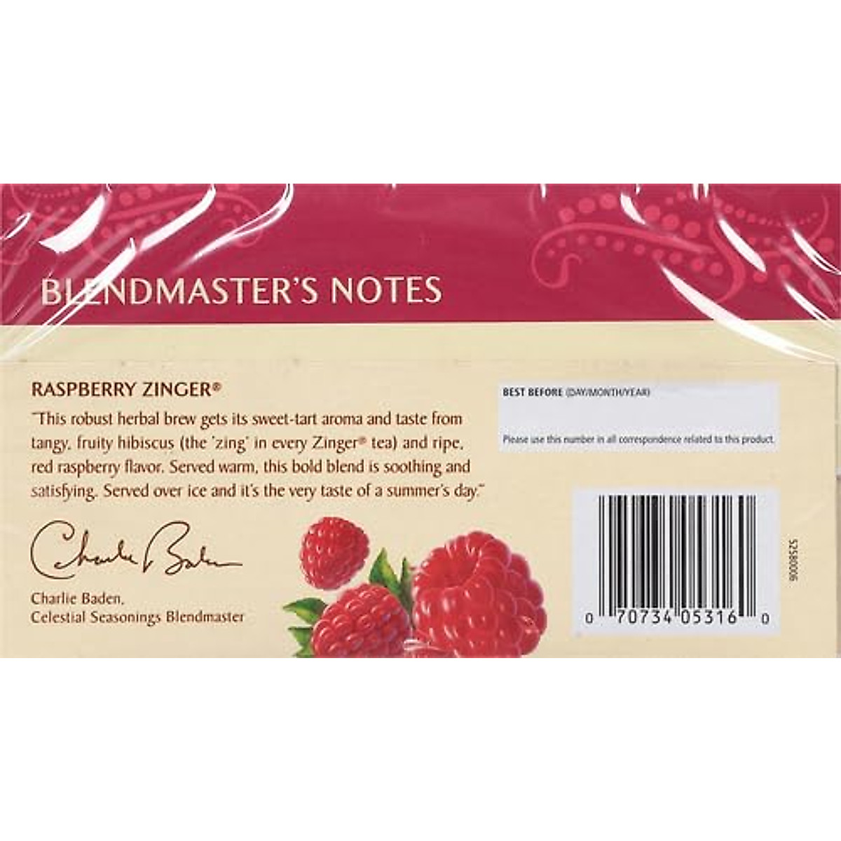 Celestial Seasonings Raspberry Zinger Tea, 20 ct