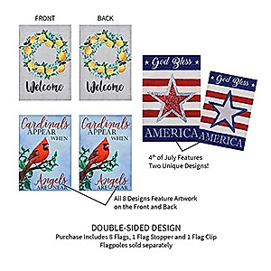 Evergreen Seasonal Burlap Garden Flag Bundle | St. Patrick's Day Shamrocks | Set of 8 | 12.5 x 18 inches | Double Sided | Outdoor Safe Welcome Holiday Home Decor