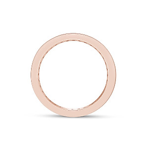 AFFY Round Shape Simulated Green Emerald Full Eternity Band Ring in 14K Rose Gold Over Sterling Silver, Ring Size: 7.5