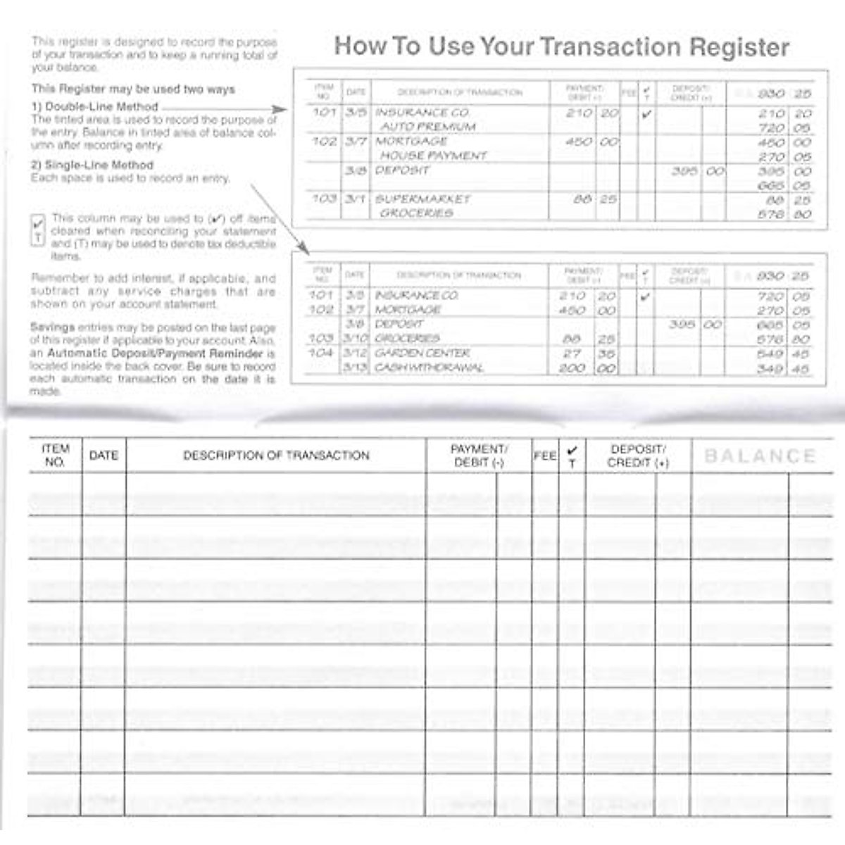 12 Check registers for Personal Checkbook - Checkbook Ledger Transaction Registers Log for Personal or Business Bank Checking Account, Saving Account, Deposit, Credit Card, and Large Booklet