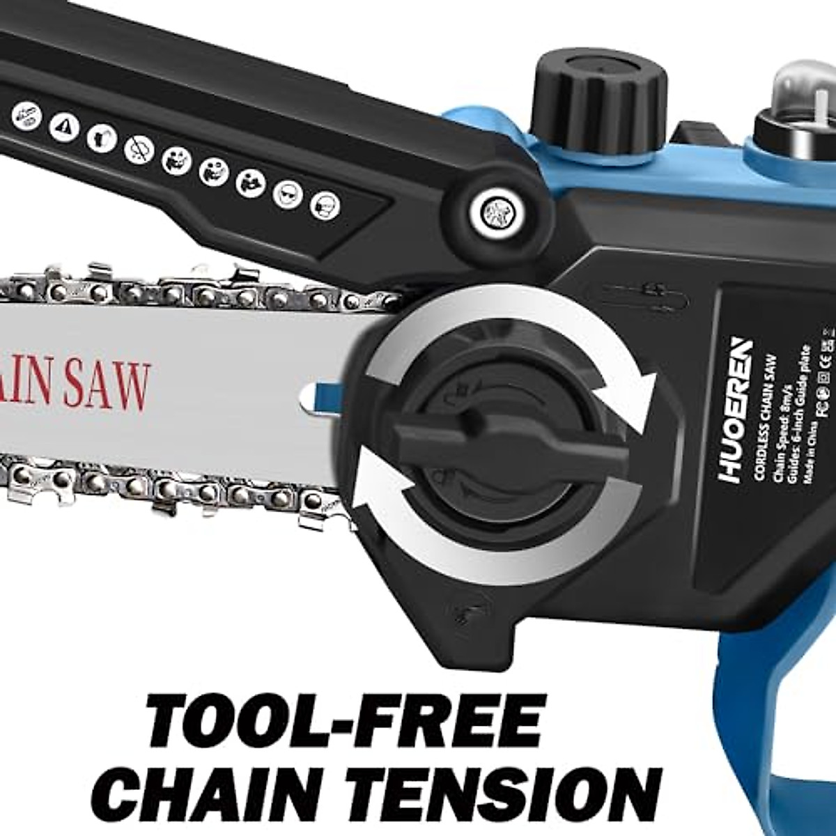 HUOEREN Mini Chainsaw 6 Inch Compatible with Ma-kita Battery 18V, Cordless Power Mini Chain Saw, Portable Electric Hand Chainsaw with Brushless Motor and Oiler for tree pruning(Battery Not Included)