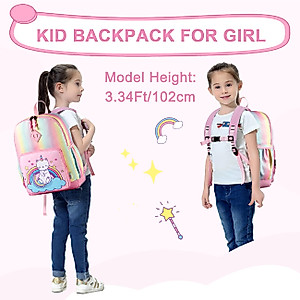 VASCHY Backpack for Little Girls, Cute Rainbow Glitter Lightweight Water Resistant Preschool Backpack Bookbag for Kids,Toddlers Kindergarten School Bag Cat