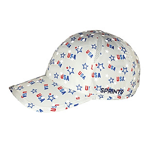 Sprints Race Day Performance Running Cap | The Lightweight, Quick Dry, Sport Hat, One Size, Unisex (USA Flash Reflective)