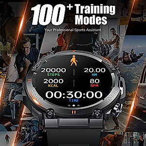 Military Smart Watches for Men Make Call 1.39" HD Big Screen Fitness Tracker Rugged Tactical Smartwatch Compatible with iPhone Samsung Android Phones Heart Rate Sleep Monitor Sports Watch