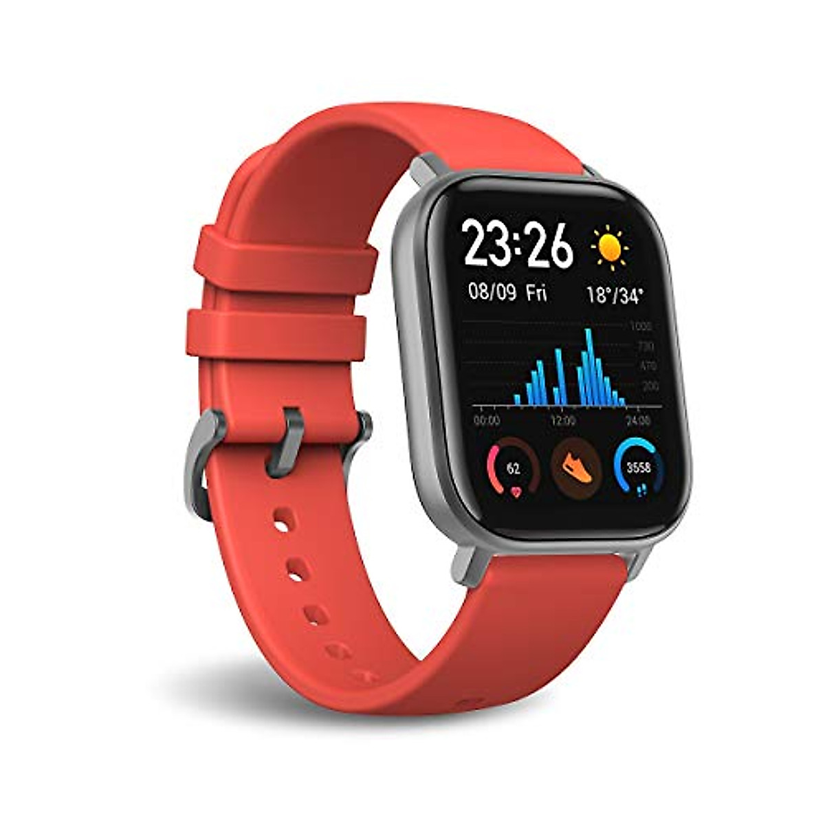 Amazfit GTS Fitness Smartwatch with Heart Rate Monitor, 14-Day Battery Life, Music Control, 1.65" Display, Sleep and Swim Tracking, GPS, Water Resistant, Smart Notifications, Vermillion Orange